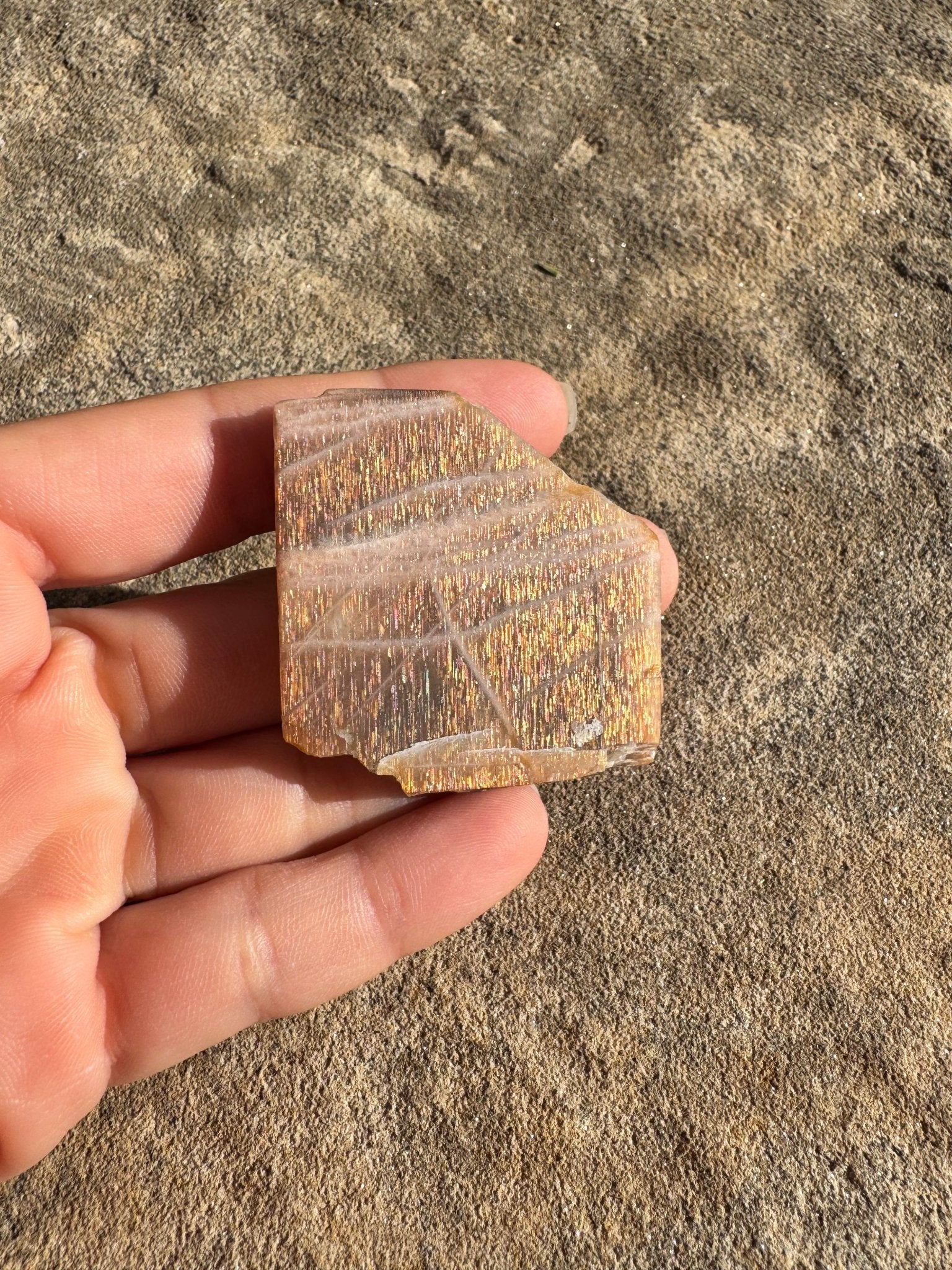 Moonstone with Sunstone Slab 32g – Purple Door Alchemy